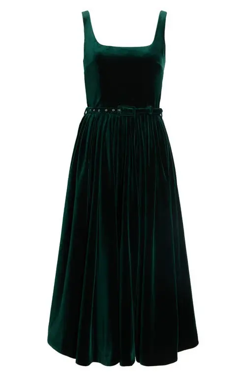 EMILIA WICKSTEAD Eagle Belted Velvet Dress