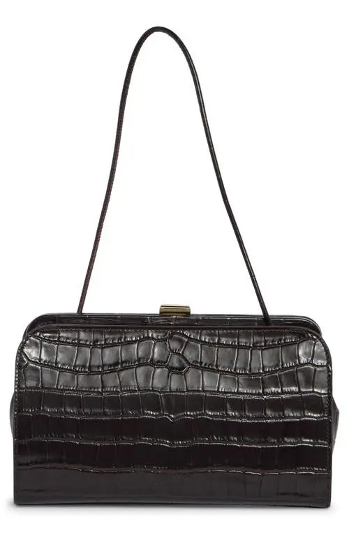 LOEFFLER RANDALL Zella Croc Embossed Leather Shoulder Bag