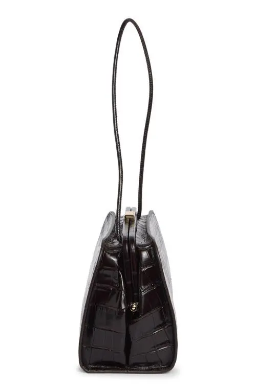LOEFFLER RANDALL Zella Croc Embossed Leather Shoulder Bag