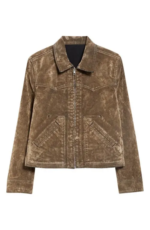 RE/DONE Rewind Devon Flocked Denim Jacket - Beigeblkfloc