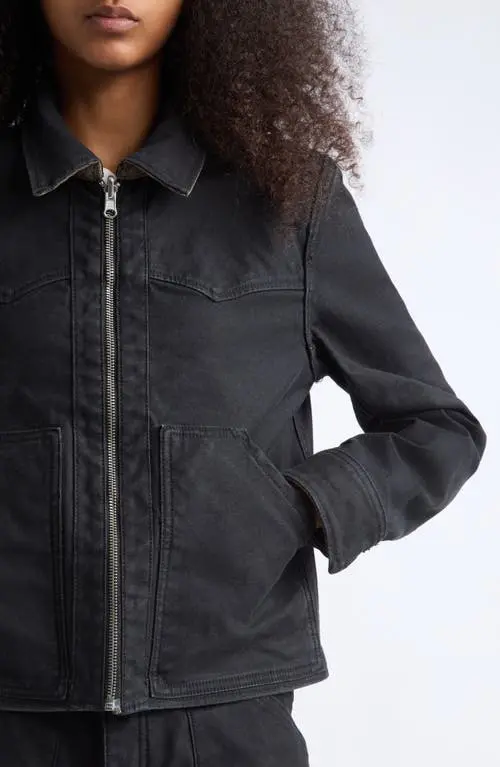 RE/DONE Rewind Devon Flocked Denim Jacket - Beigeblkfloc