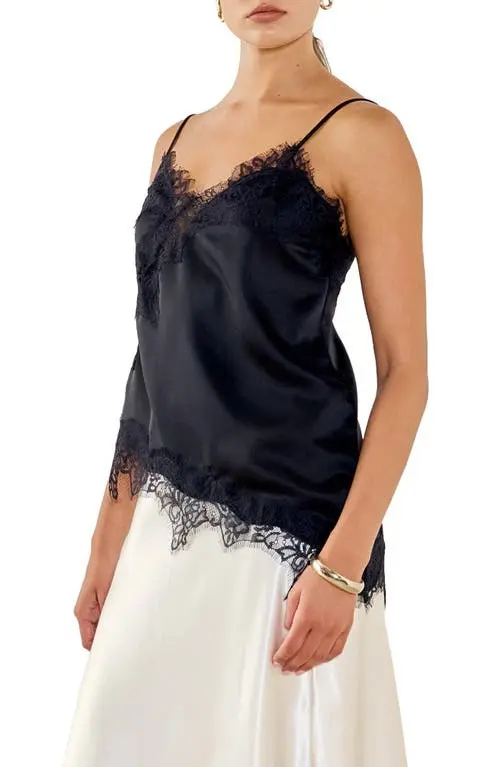 MARSY Lace Trim Asymmetric Camisole