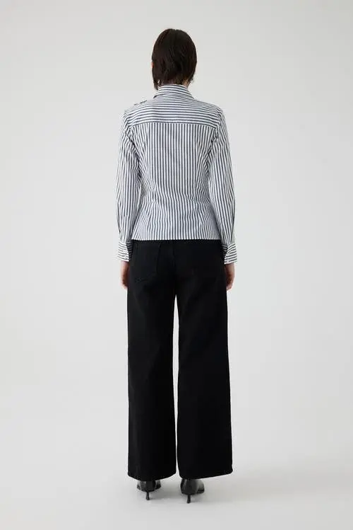 EXQUISE Albina Waist Striped Shirt