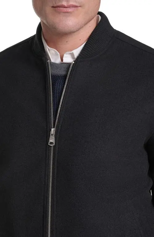 KENNETH COLE Wool Blend Bomber Jacket - Black