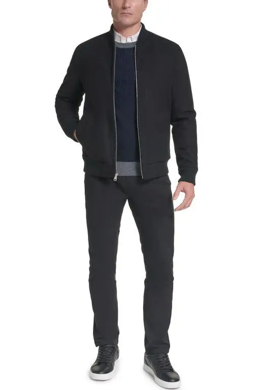 KENNETH COLE Wool Blend Bomber Jacket - Black