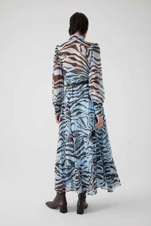 EXQUISE Azure Tiered Chiffon Maxi Dress
