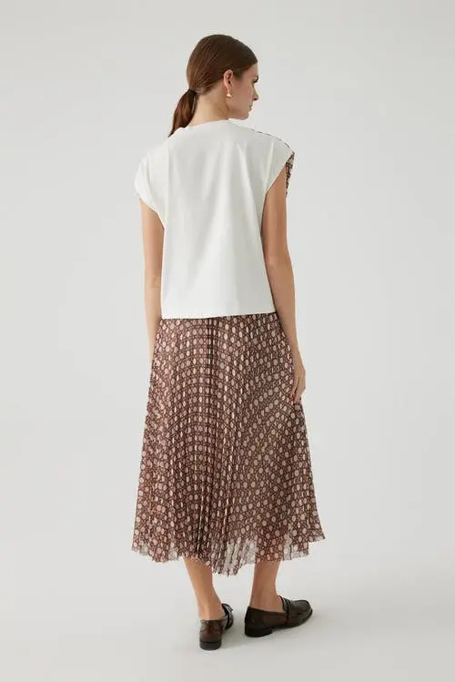 EXQUISE Alana Basket Weave Patterned Blouse