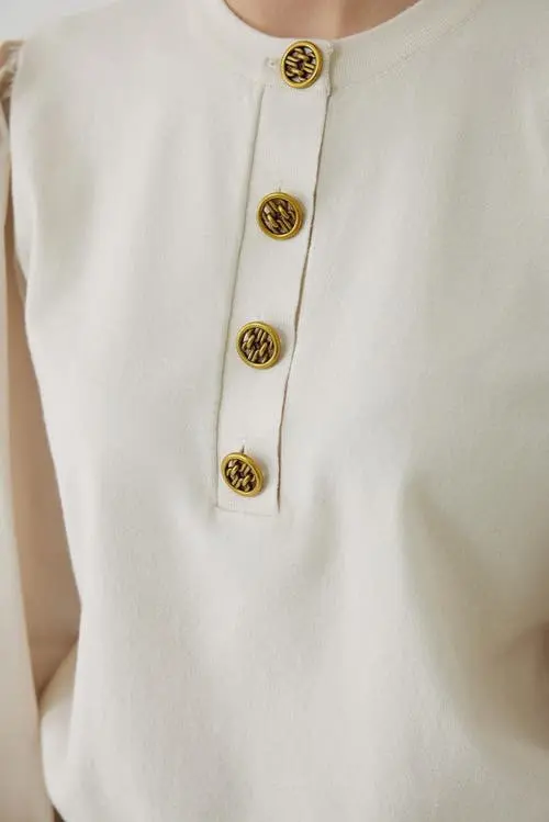 EXQUISE Amity Mixed Media Poplin Sleeve Blouse