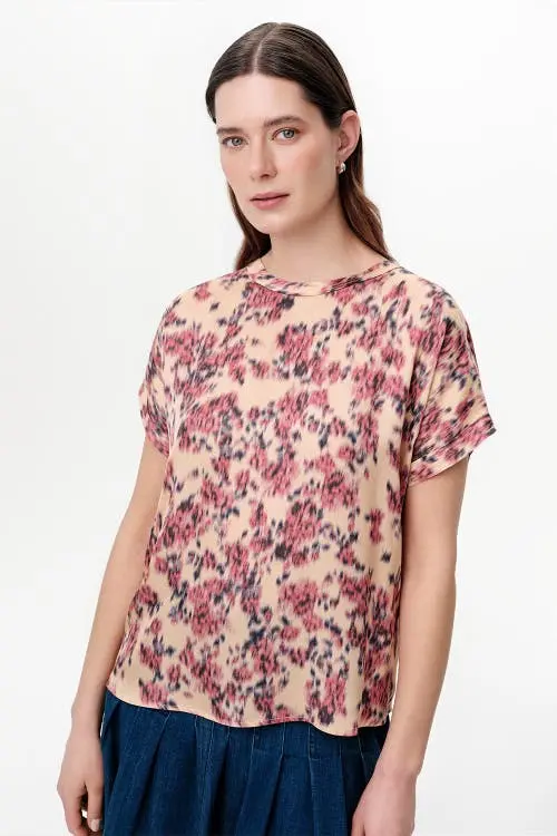 EXQUISE Dropped Sleeve Satin Blouse