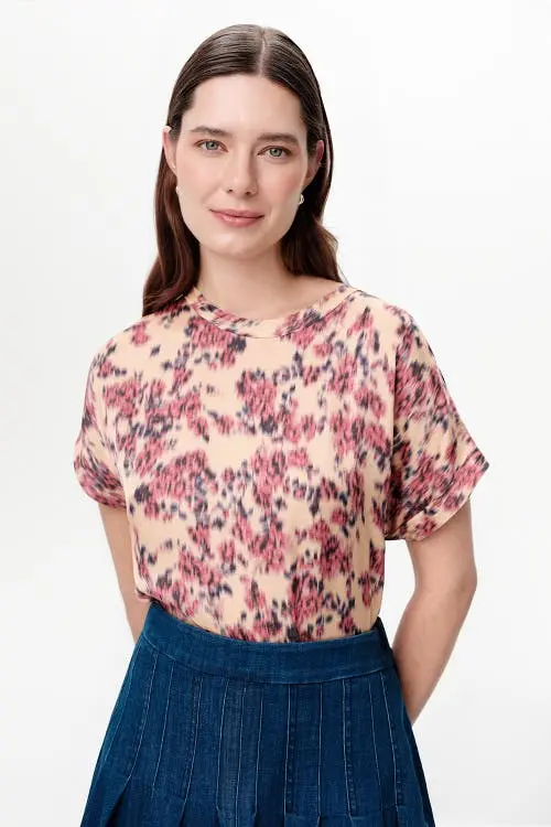 EXQUISE Dropped Sleeve Satin Blouse