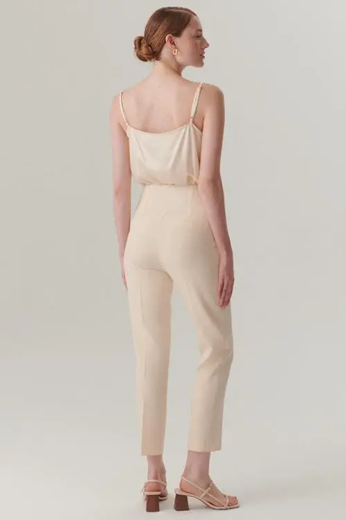 EXQUISE Lilly Back Detail Straight Leg Trousers