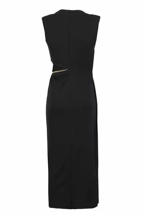 EXQUISE Lorelai Chain And Buckle Detail Midi Dress
