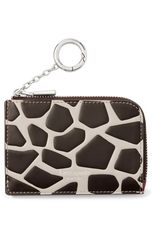 Kate Spade New York Giraffe Print Leather Mini Zip Card Case