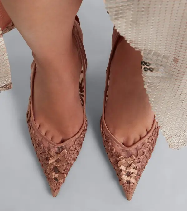 Attico Cheope Embroidered Slingback Pumps