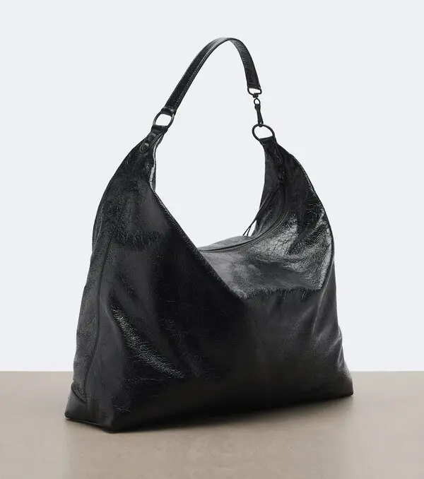 Balenciaga Le City Large Leather Shoulder Bag - Black