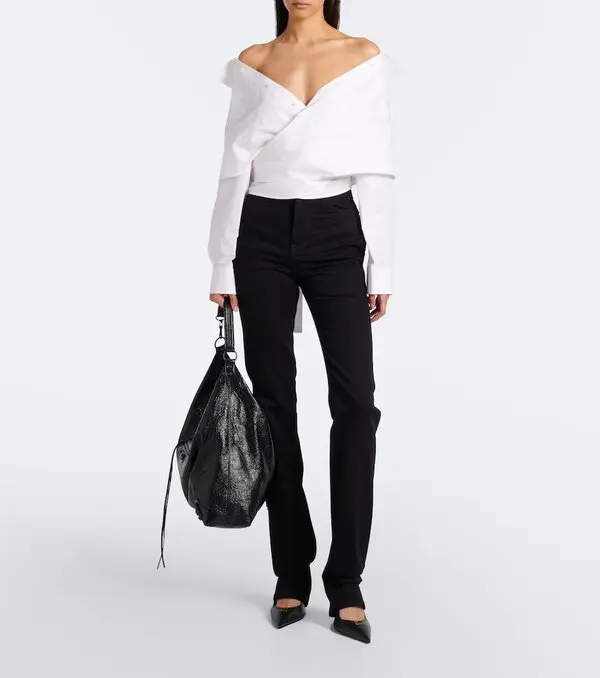Balenciaga Le City Large Leather Shoulder Bag - Black