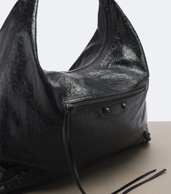 Balenciaga Le City Large Leather Shoulder Bag - Black
