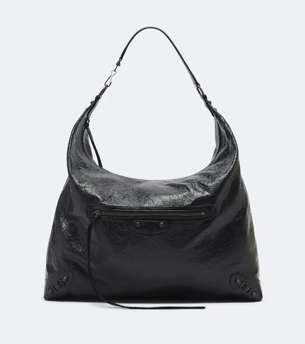 Balenciaga Le City Large Leather Shoulder Bag - Black