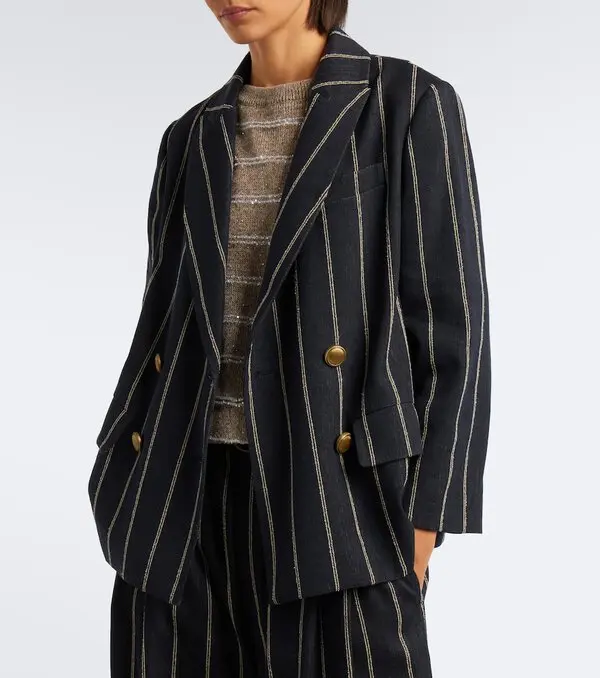 Brunello Cucinelli Striped Cotton And Linen Blazer
