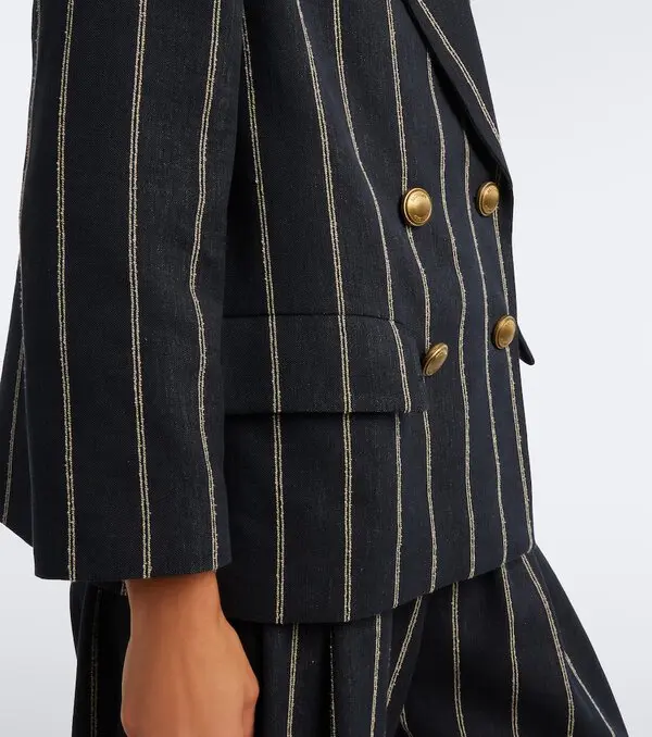 Brunello Cucinelli Striped Cotton And Linen Blazer