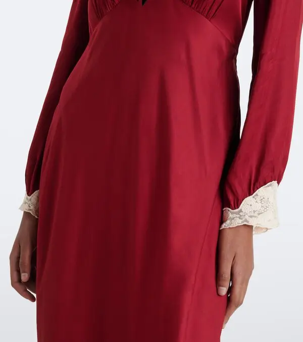 Rixo Larah Lace-trimmed Satin Maxi Dress