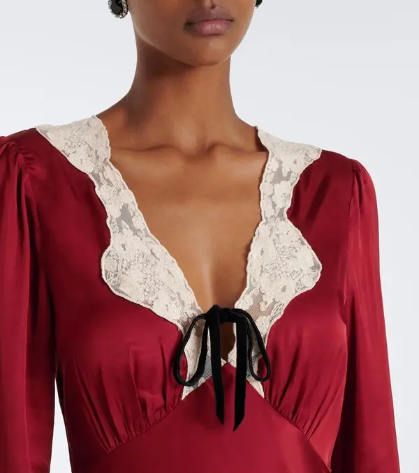 Rixo Larah Lace-trimmed Satin Maxi Dress