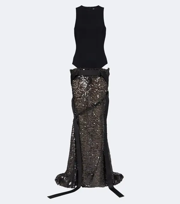 Attico Cutout Sequined Gown - Black