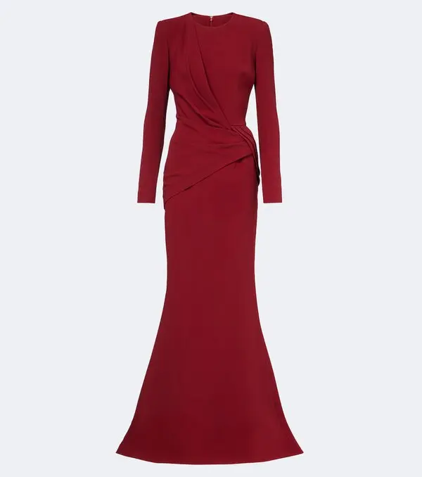 Elie Saab Draped Cady Gown - Red