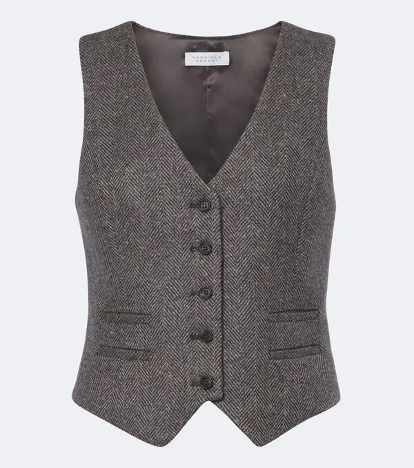 Gabriela Hearst Coleridge Herringbone Cashmere And Wool Vest