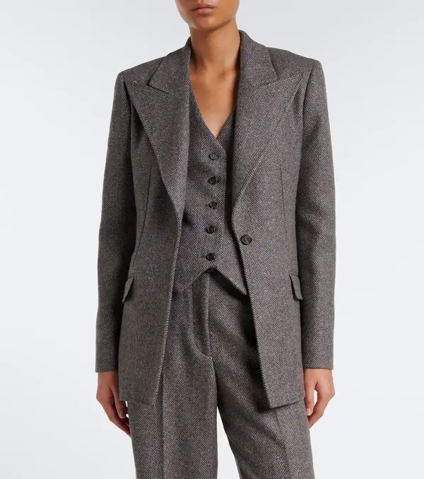 Gabriela Hearst Coleridge Herringbone Cashmere And Wool Vest
