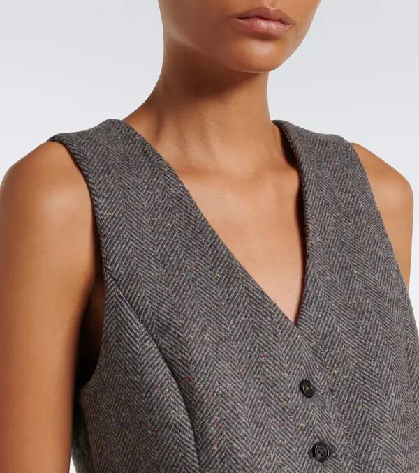 Gabriela Hearst Coleridge Herringbone Cashmere And Wool Vest