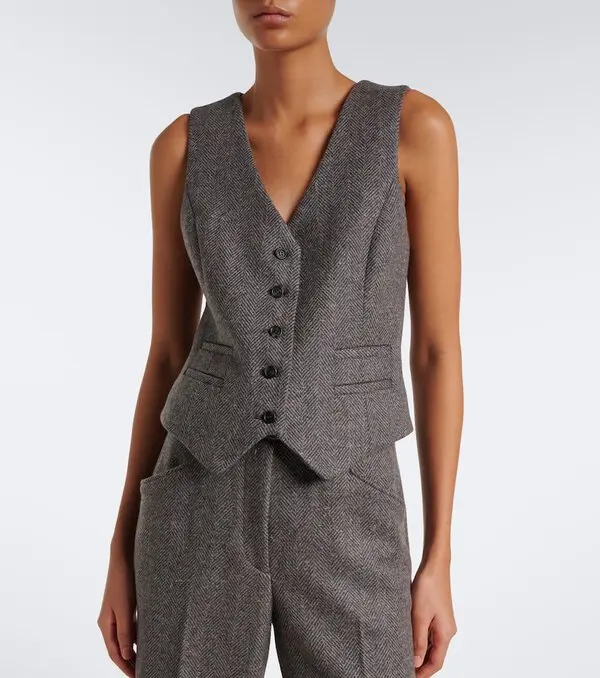 Gabriela Hearst Coleridge Herringbone Cashmere And Wool Vest