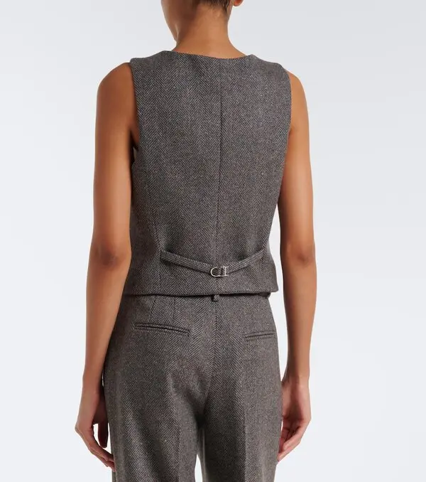Gabriela Hearst Coleridge Herringbone Cashmere And Wool Vest
