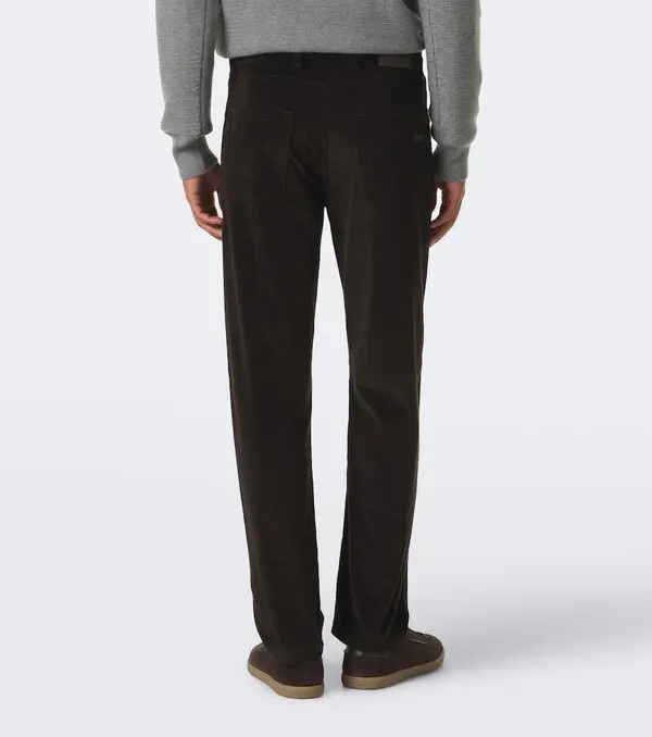 Zegna Roccia Corduroy Straight Pants - Brown