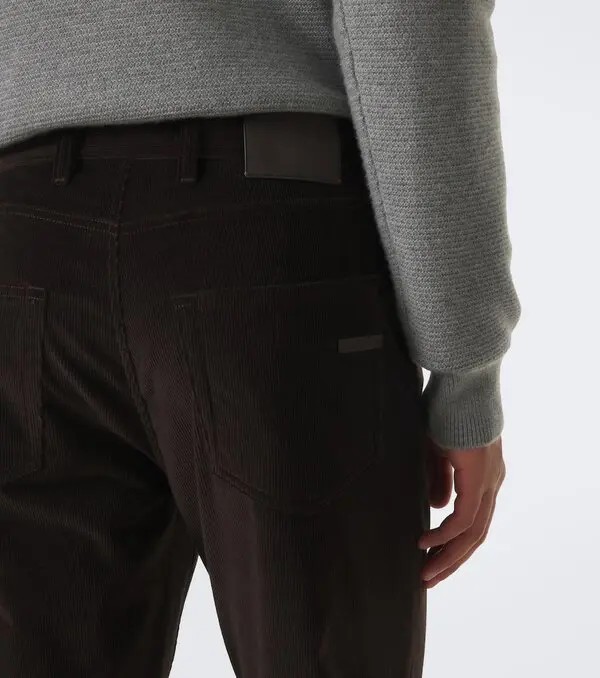 Zegna Roccia Corduroy Straight Pants - Brown