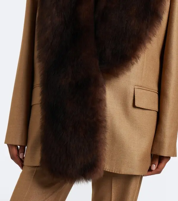 Valentino Garavani Shearling-trimmed Silk And Wool Jacket