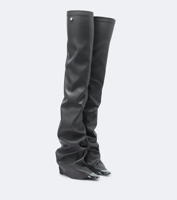 Attico Robin Snake-effect Over-the-knee Boots - Grey