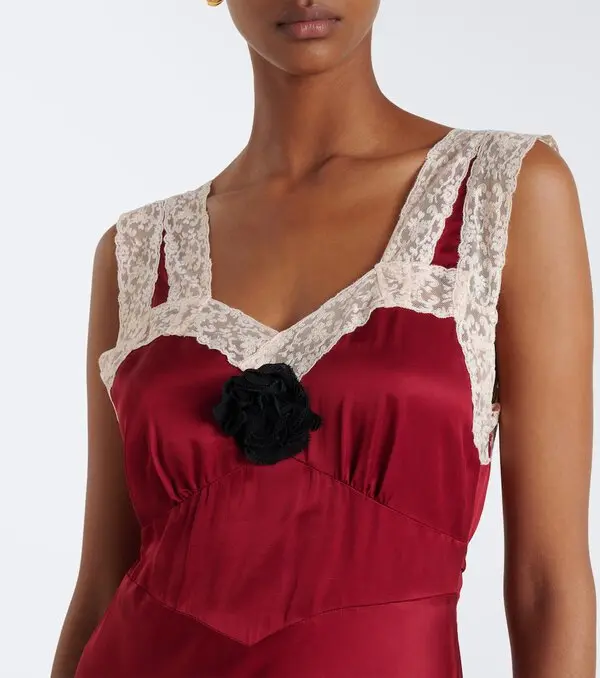 Rixo Keily Lace-trimmed Satin Maxi Dress