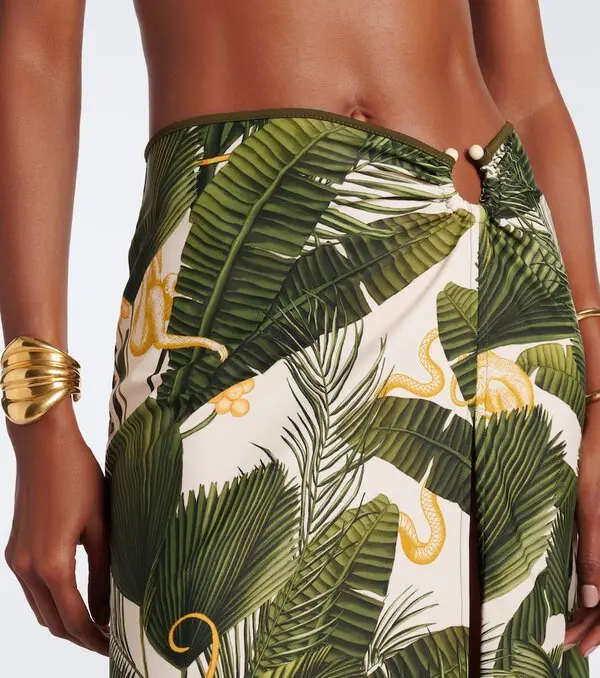 Johanna Ortiz Gathered Printed Midi Skirt