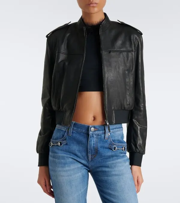Gucci Feather-trimmed Jersey Crop Top