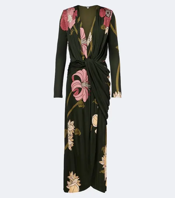 Johanna Ortiz Draped Printed Jersey Midi Dress - Multicoloured