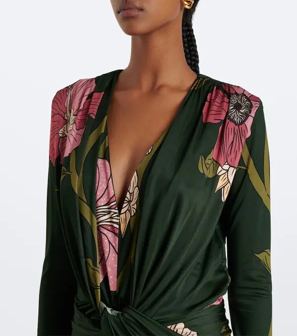 Johanna Ortiz Draped Printed Jersey Midi Dress