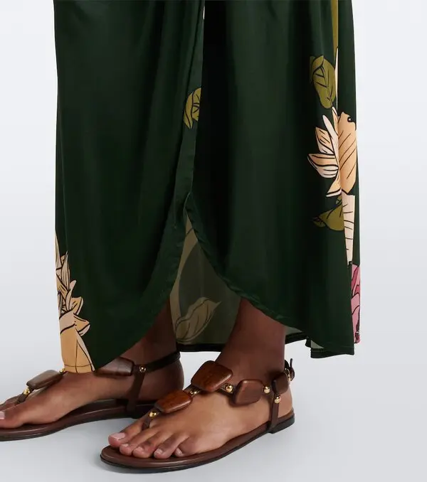 Johanna Ortiz Draped Printed Jersey Midi Dress