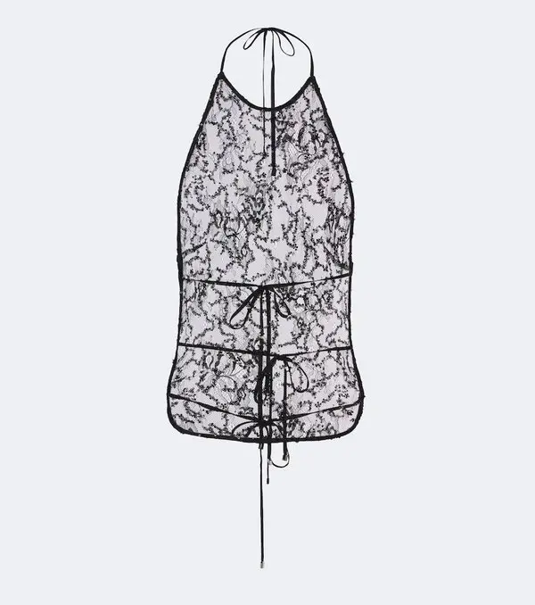 Attico Sequined Halterneck Lace Top