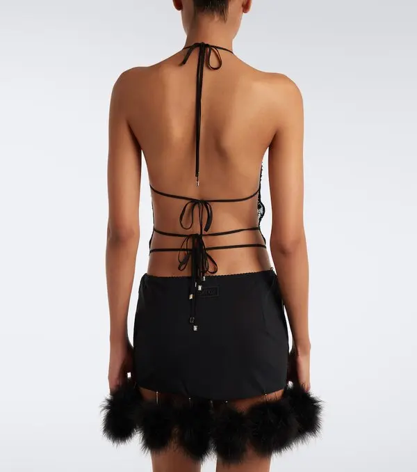 Attico Sequined Halterneck Lace Top