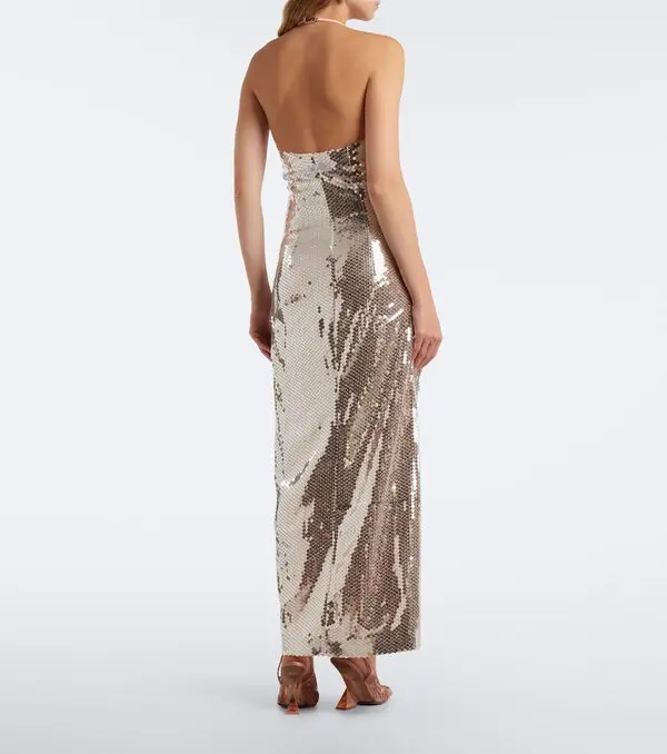 Attico Sequined Halterneck Midi Dress