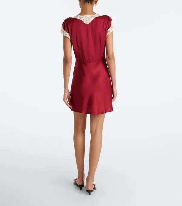 Rixo Lacie Lace-trimmed Satin Minidress