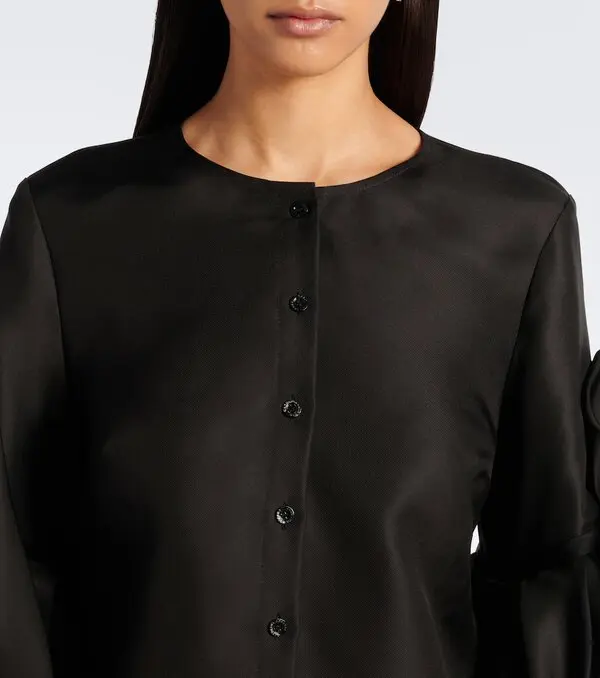 Carolina Herrera Floral-appliqué Silk Top