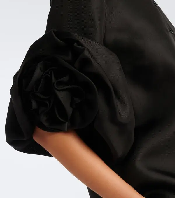 Carolina Herrera Floral-appliqué Silk Top