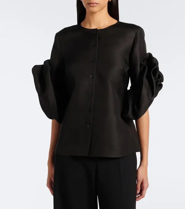 Carolina Herrera Floral-appliqué Silk Top